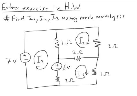solved extra exercise in h w find i1 i2 i3 using mesh
