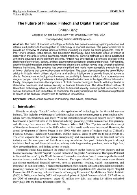 Pdf The Future Of Finance Fintech And Digital Transformation