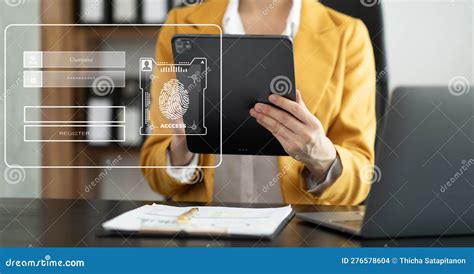 Cyber Security Login Data Protection Concept Fingerprint Scanning And Authentication Stock