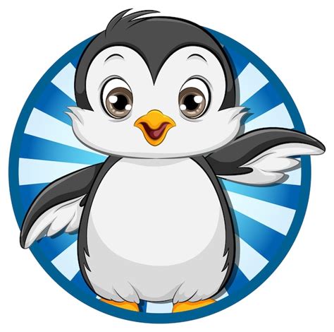 Lindo Pingüino Caricatura Cómico Icono Vector Premium
