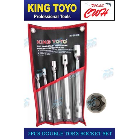 King Toyo KT 605ES 5Pcs DOUBLE FLEXIBLE TORX SOCKET WRENCH STAR BINTANG