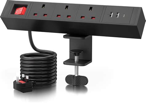 Power Strip 3 Way Desk Extension Lead With Usb C Pd 20w Ohuo Desktop Power Socket With Usb C