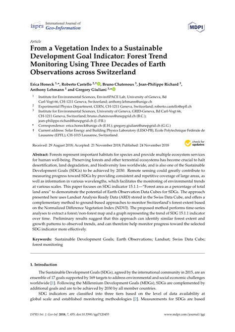 Pdf From A Vegetation Index To A Sustainable Development Goal Indicator Forest Trend