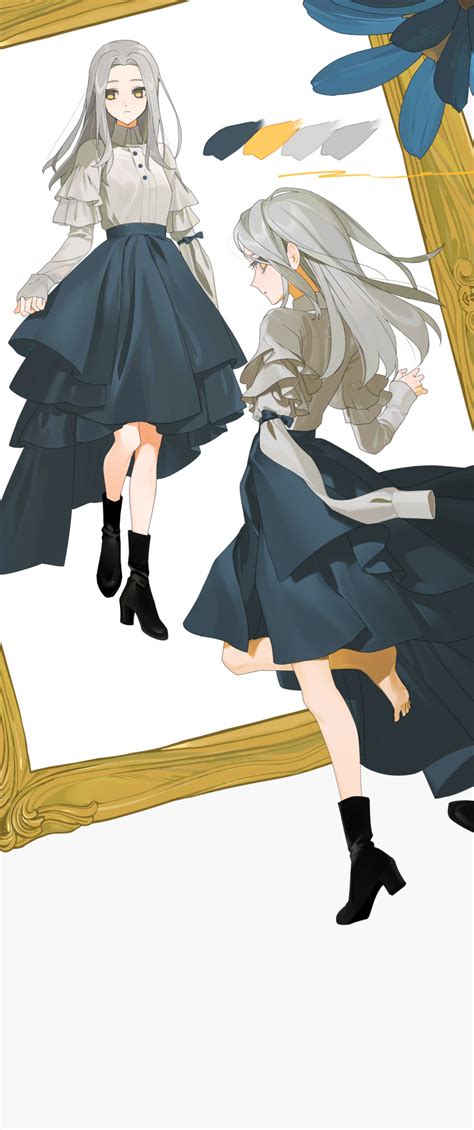 Safebooru 1girl Absurdres Amputee Ays1071 Black Footwear Blue Flower