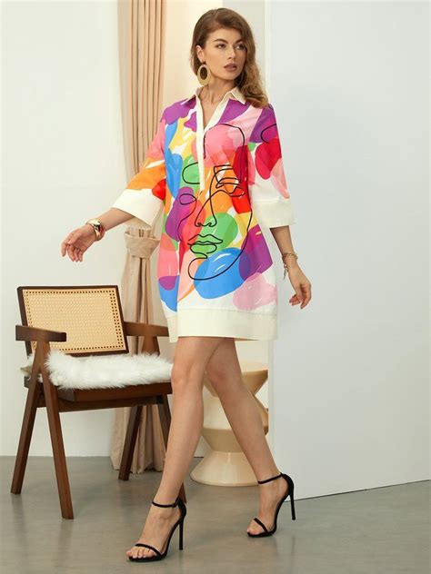 Loose Elegant Crew Neck Short Sleeve Abstract Long Dress Stylewe