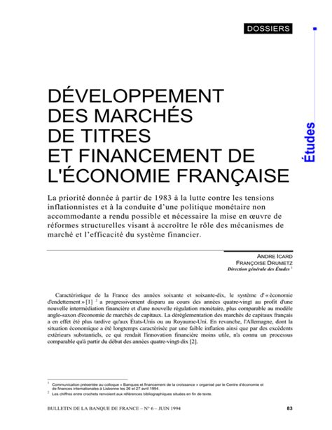 Développement des marchés de titres et financement de l économie