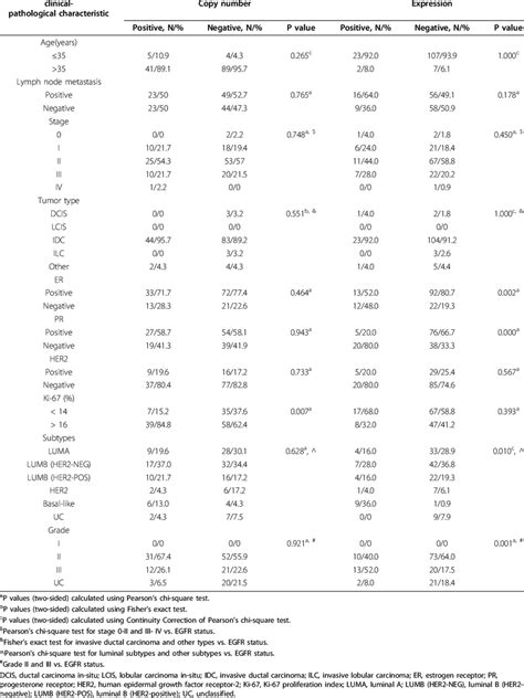 Summary Of The Relationship Between Egfr Copy Number Expression And