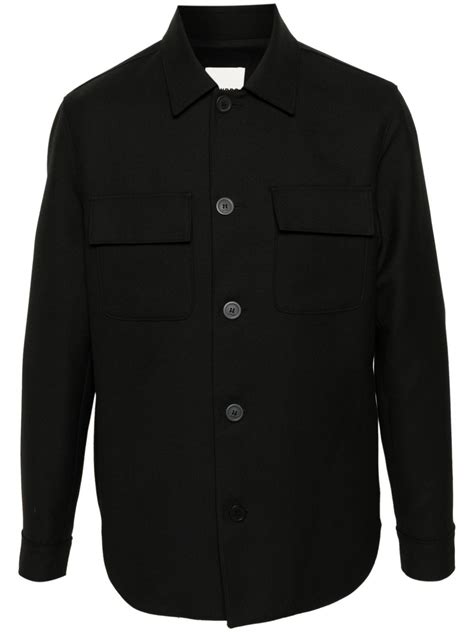 Sandro Button Up Overshirt Black Farfetch Uk