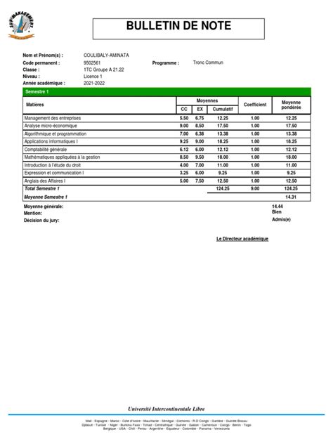 Bulletin Etudiant 5 Pdf