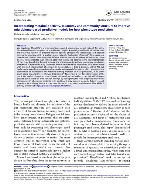 Pdf Incorporating Metabolic Activity Taxonomy And Community