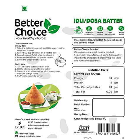 Buy Better Choice Idlidosa Batter Mildly Salted Fresh No