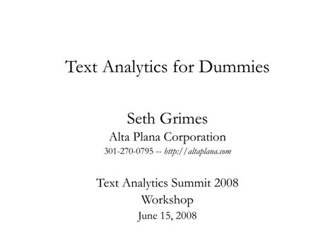 Pdf Text Analytics For Dummies