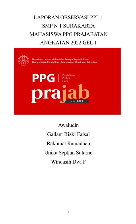 Observasi Karakteristik Peserta Didik Ppl 1 Ppg Praja