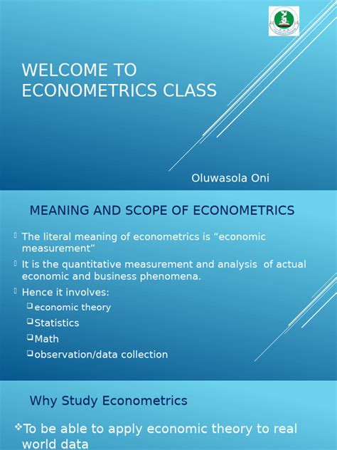 Meaning And Scope Of Econometrics 28 10 2024 Pdf Econometrics Economics