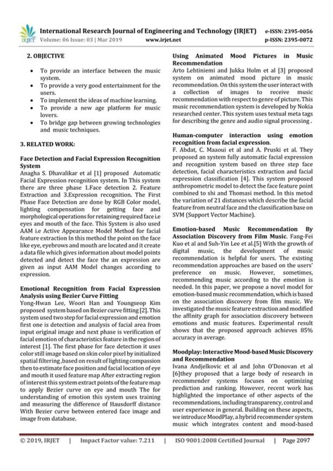 Irjet Emotion Based Music Recommendation System Pdf