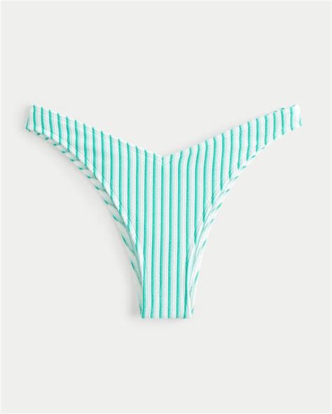 Womens Scrunch Ribbed V Front High Leg Cheekiest Bikini Bottom Women