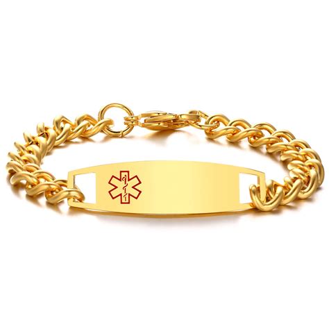 Gold Stainless Steel Medical Alert Bracelet