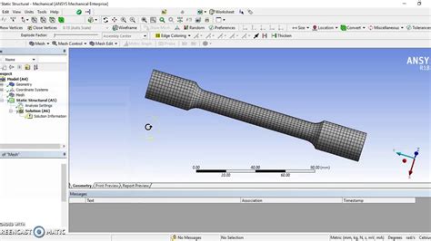 Tensile Test Specimen Analysis In Ansys Workbench Youtube