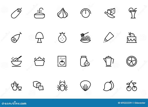 Food Vector Outline Icons 10 Stock Illustration Illustration Of