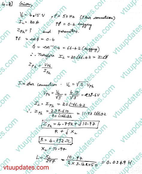 When Three Phase Balanced Impedances Are Connected In Star Across A Three Phase 415v 50hz