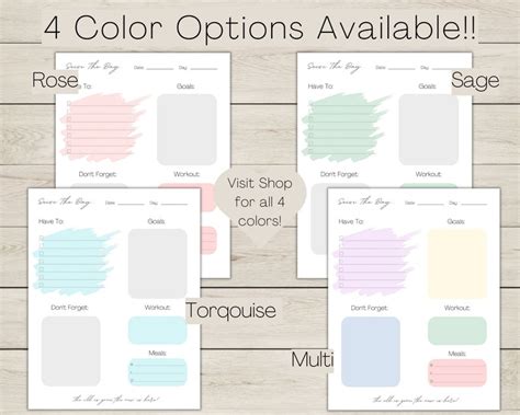 Sage One Page Daily Printable Task Sheet Digital Daily Task Etsy