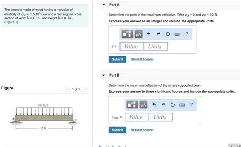 solved part a the beam is made of wood having a modulus of