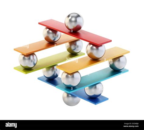 Metal Spheres And Boards Staying In Balance 3d Illustration Stock