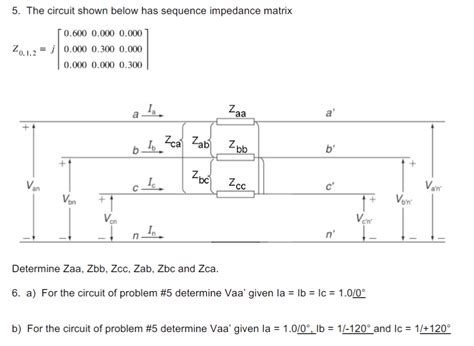 solved 5 the circuit shown below has sequence impedance