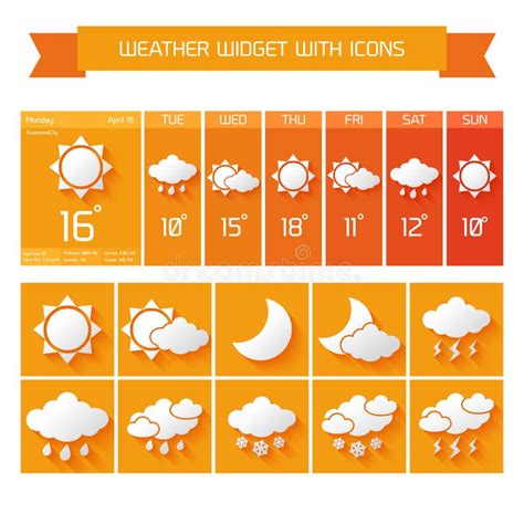 Weather Widget Icons Set Stock Vector Illustration Of Business 39503345