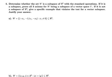 solved 5 determine whether the set w is a subspace of r3