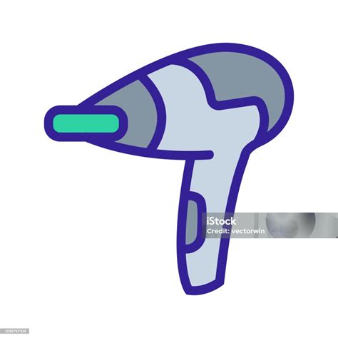 보호 노즐 아이콘 벡터 개요 일러스트가 있는 원통형 헤어 드라이어 말리기에 대한 스톡 벡터 아트 및 기타 이미지 말리기