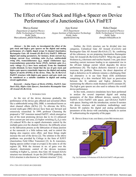 Pdf The Effect Of Gate Stack And High ĸ Spacer On Device Performance Of A Junctionless Gaa Finfet
