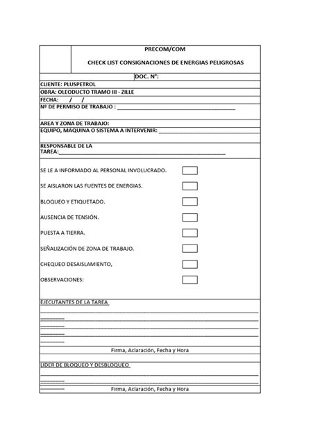 Precom Com Check List De Consignaciones Pdf