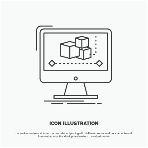 Animation Computer Editor Monitor Software Icon Line Vector Gray