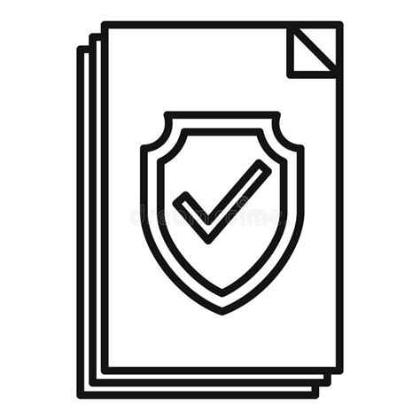 pc protection icon outline vector secure data stock vector