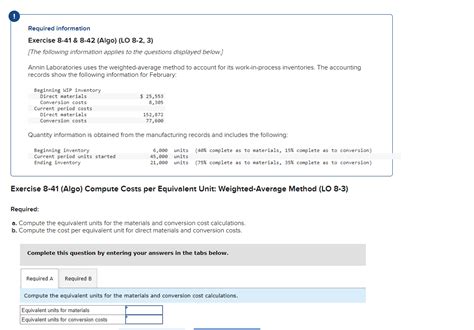 Solved Required Information Exercise 8 41 And 8 42 Algo Lo