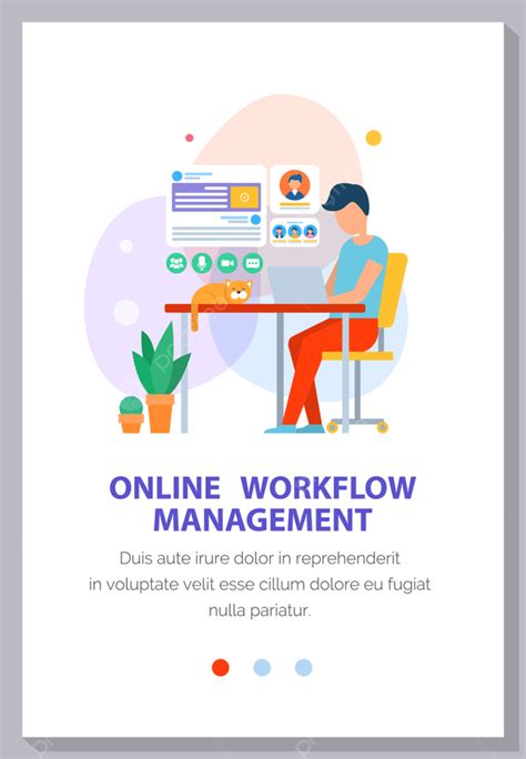 Online Workflow Management Person Working With Laptop At His Workplace Banner Template Download