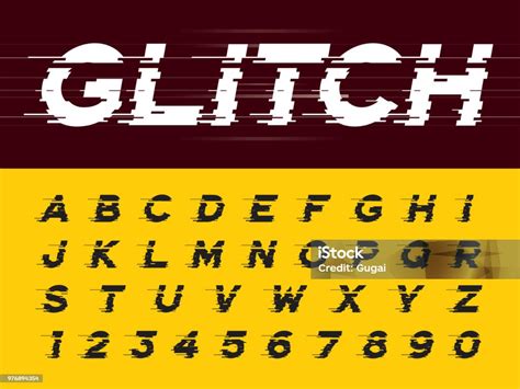 현대 알파벳 문자와 숫자 그런 지 선형 결함의 벡터 둥근된 글꼴 양식 컴퓨터 글자에 대한 스톡 벡터 아트 및 기타 이미지 컴퓨터 글자 속도 글리치 이미지 기법