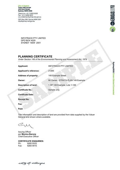 Pdf Planning Certificate Infotrack · Pdf Filecertificate No Sample