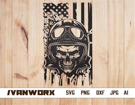 Usa Biker Skull Svg File Biker Skull Svg Biker Clipart Skull