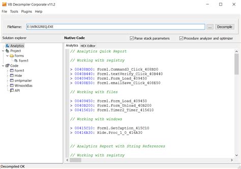 VB Decompiler Analytic Features Visual Basic 5 0 6 0 NET And C