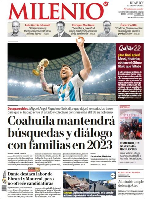 Newspaper Milenio Laguna Mexico Newspapers In Mexico Mondays