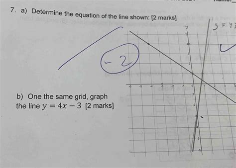 solved 7 a determine the equation of the line shown [2 marks] b