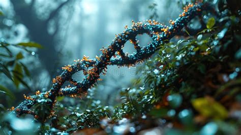 Focused Selectively Of The Orange Dna Molecules On String Stock Illustration Illustration Of