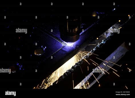 Metal Cutting Processing The Process Of Cutting Sheet Metal On A Cnc Machine Using Plasma