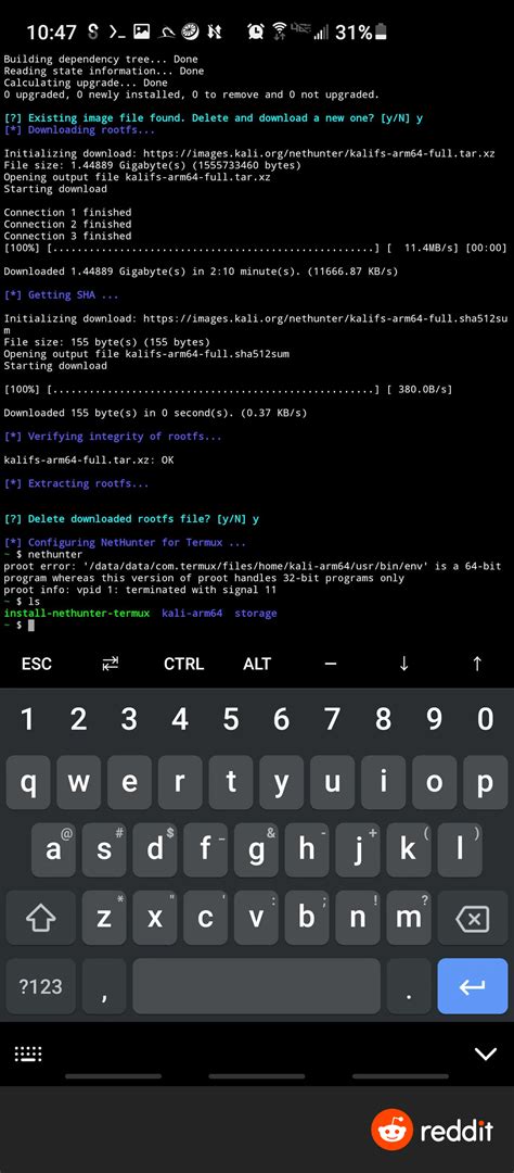 why this proot error with signal 11 keeps on showing kernel 64 while