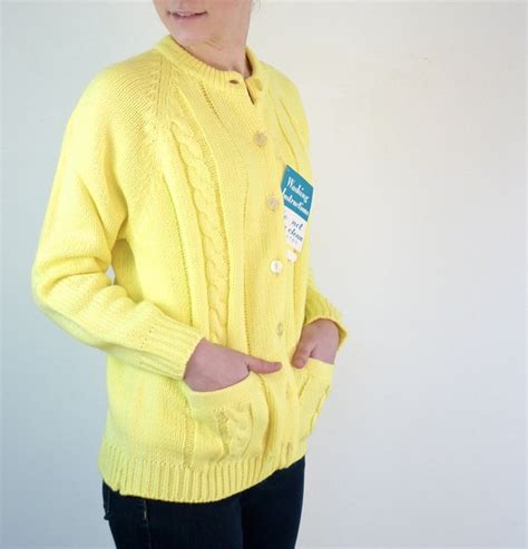 1960s Cardigan Lemon Yellow Sweater