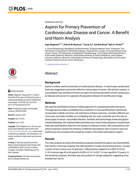 Pdf Aspirin For Primary Prevention Of Cardiovascular Disease And
