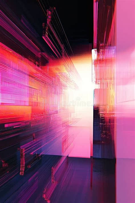 Exploring The Futuristic Spectrum A Vivid Journey Through Digital Landscapes Stock Illustration