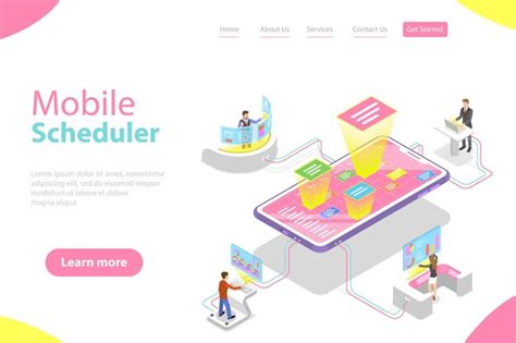 Premium Vector Flat Isometric Vector Landing Page Template Of Mobile